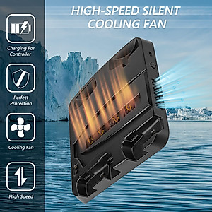 Geekria Charging Station Compatible with PSVR2, PS5, Sony PlayStation VR2 Dual Charging Dock Charging Stand Gamepad Show Case Gaming Accessories with Host Cooling Fan (Black)