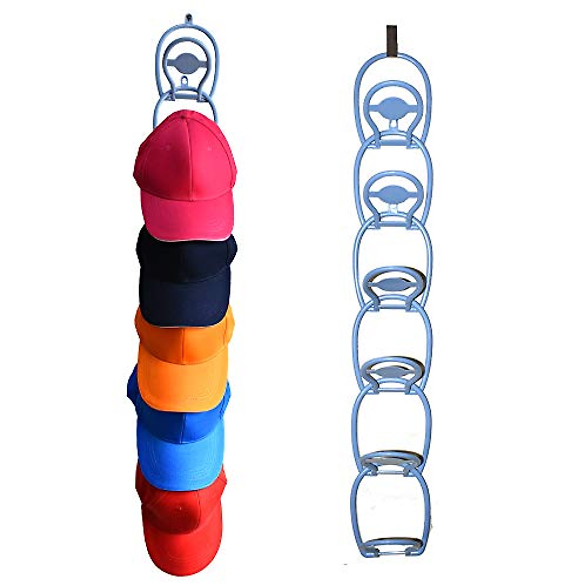 Renashed Cap Holder Baseball Hats 6 Caps Rack Storage Holder Organizer Blue with 2 Closet Hanging Hooks Organizer