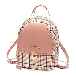 Mini Backpack Crossbody Bag for Teenage Girl Plaid Women Shoulder Phone Purse Korean Style Female (Color : Blue)