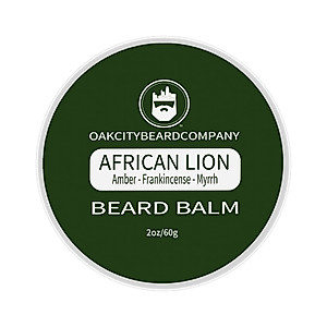 OakCityBeardCo. - African Lion - 2 Ounce - Beard Balm - Amber - Frankincense - Myrrh - Sandalwood - Patchouli - Beard Conditioner
