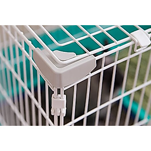 IRIS USA Large Portable Wire Rabbit Cage with Top Access and Two Tray Division, Easy Access Secure Lock and Easy to Clean Movable House for Small Sized Animals Rabbit Guinea Pigs Rat Hamster, Green