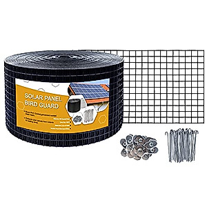 Solar Panel Bird Guard,6inx100FT Critter Guard PVC Coated, Solar Panels Birds from Entering Nesting Roll Kit/Critter Guard with 70 Fastener Clips Rooftop Bird Screen Mesh for Squirrel Bird Critters
