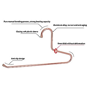 YUNAI 3Pcs Stainless Steel Pants Hangers, Open Ended Hangers, Jean Hangers, Strong Durable Anti-Slip Slacks Hangers for Space Saving.(Rose Gold)