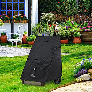 Aaaspark Garden Hose Reel Cover, Hose Cart Protector, Water, Dust and Sun Protection Cover for Freestanding Portable Hose Reels, 25.9" x 24.8" x 34.6", Black