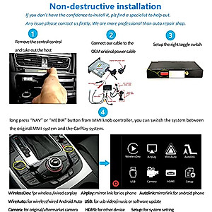 Road Top Wireless Carplay Android Auto Module Receiver Box for Audi S4 S5 A4 A5 (2009-2015 Year) for Q5 (2009-2017 Year) with 2GMMI, Carplay Retrofit Kit Decoder, Support Mirrorlink, Camera
