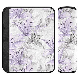 Lilies Flowers Seat Belt Cover 2pcs Soft Car Seatbelt Covers for Kids Car Seat Belt Pad Car Accessories for Women Men Adults Girls Boys,S