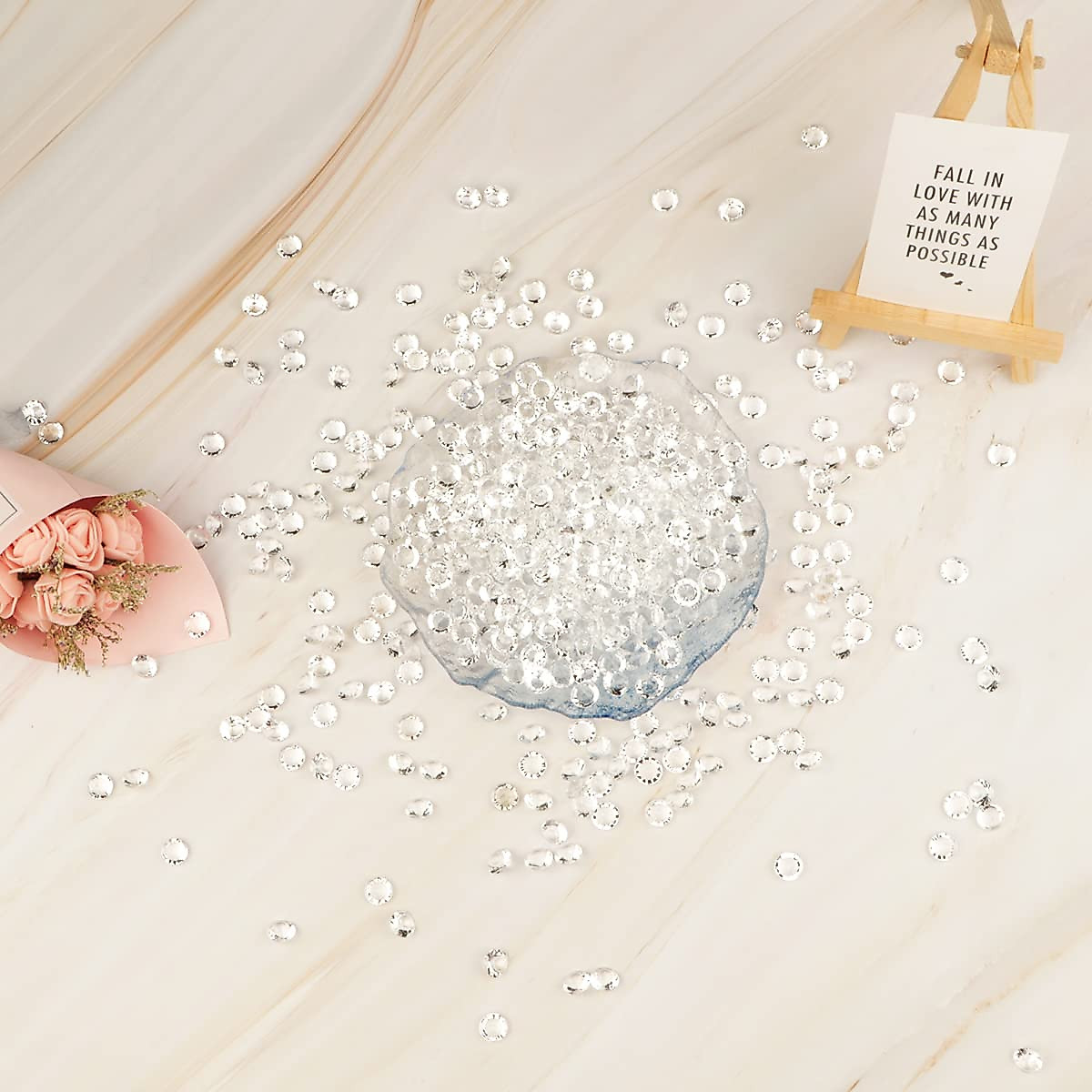 1100 Pieces Clear Wedding Table Scatter Confetti Crystals Acrylic Diamonds Rhinestones for Table Centerpiece Decorations Wedding Decorations Vase Beads Bridal Shower Decorations (10 MM)