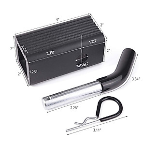 SnowyFox Newest 2" Class III/IV to 1-1/4" Class I/II Trailer Hitch Receiver Adapter Set - Heavy Duty Aluminium Alloy 2" to 1.25'' Reducer Sleeve with Hitch Pin and Clip