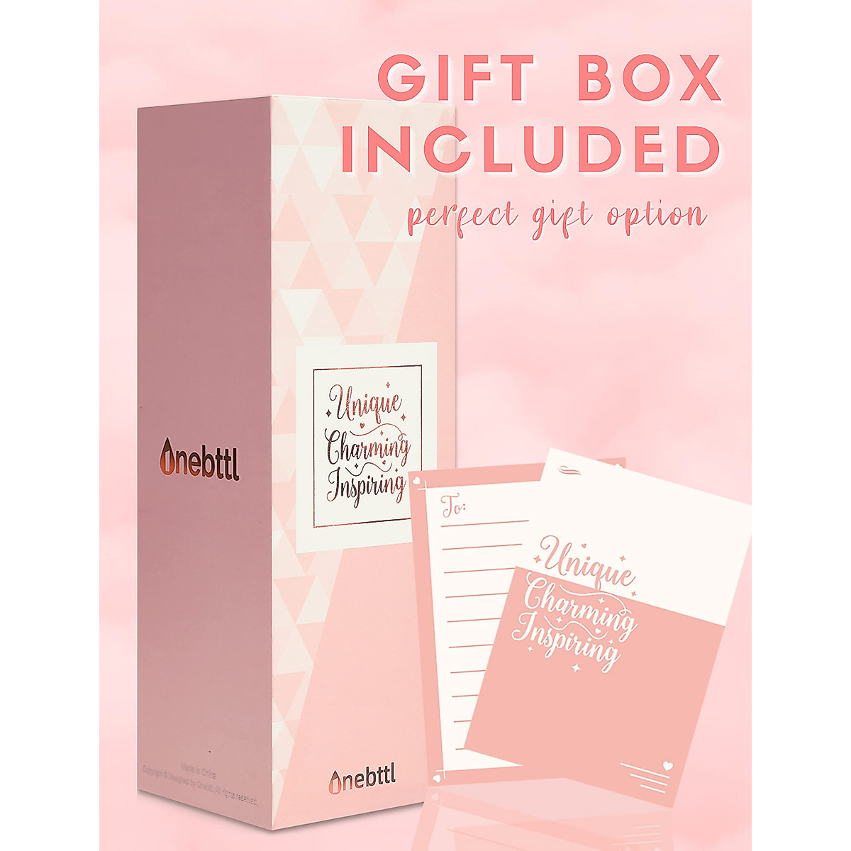 Onebttl Aunt Gifts from Niece, Nephew, Insulated Stainless Steel Wine Tumbler with Lid and Straw, 20 oz, Gifts for Auntie on Pregnancy Announcement, Rose Gold, The best friends get promoted to auntie