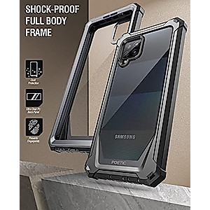Poetic Guardian Case Designed for Samsung Galaxy A42 5G, Built-in Screen Protector Work with Fingerprint ID, Full Body Hybrid Shockproof Bumper Cover Case, Black/Clear