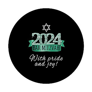 Bar Mitzvah 2024 I With Pride & Joy I Turquoise Banner Decor PopSockets Standard PopGrip