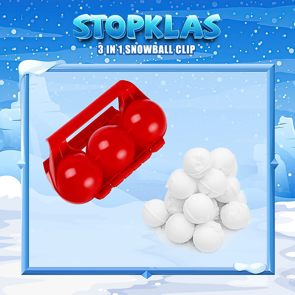 STOPKLAS Snowball Maker Tool Snow Toys for Kids, Snow Molds Snowman Kit with Storage Bag, Outdoor Winter Toys for Toddlers with Duck Snowball Maker Dinosaur Soccer Snow Clips Penguin Castle