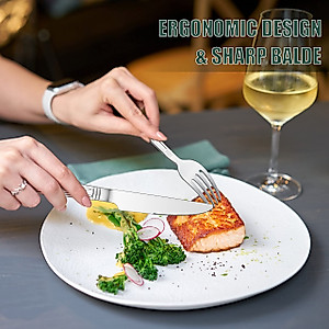 HaWare 40-Piece Heavy Duty Silverware Set, Stainless Steel Flatware Cutlery Set for 8, Fancy Tableware Eating Utensils for Home, Hotel, Restaurant, Include Dinner Knives Forks Spoons, Dishwasher Safe