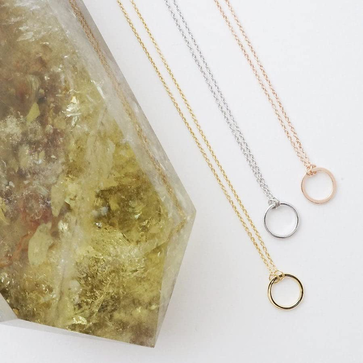 Honeycat Mini Karma Open Circle Orbit Necklace in 18k Gold Plated | Minimalist, Delicate Jewelry (Gold)