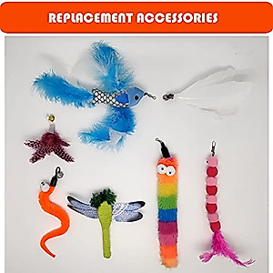 Mrocioa 11pcs Cat Toys Feather Teaser, Interactive Suction Cup Cat Toy Wand with Replaceable Kitten Toys for Indoor Cats to Play Chase Exercise