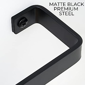Aesthetic Bathroom Towel Bar for Wall Mount – Space Saving and Easy to Install 16" Towel Holder Rack - Stylish Minimal Rod to Enhance Your Modern/Farmhouse Bathroom Decor - Matte Black