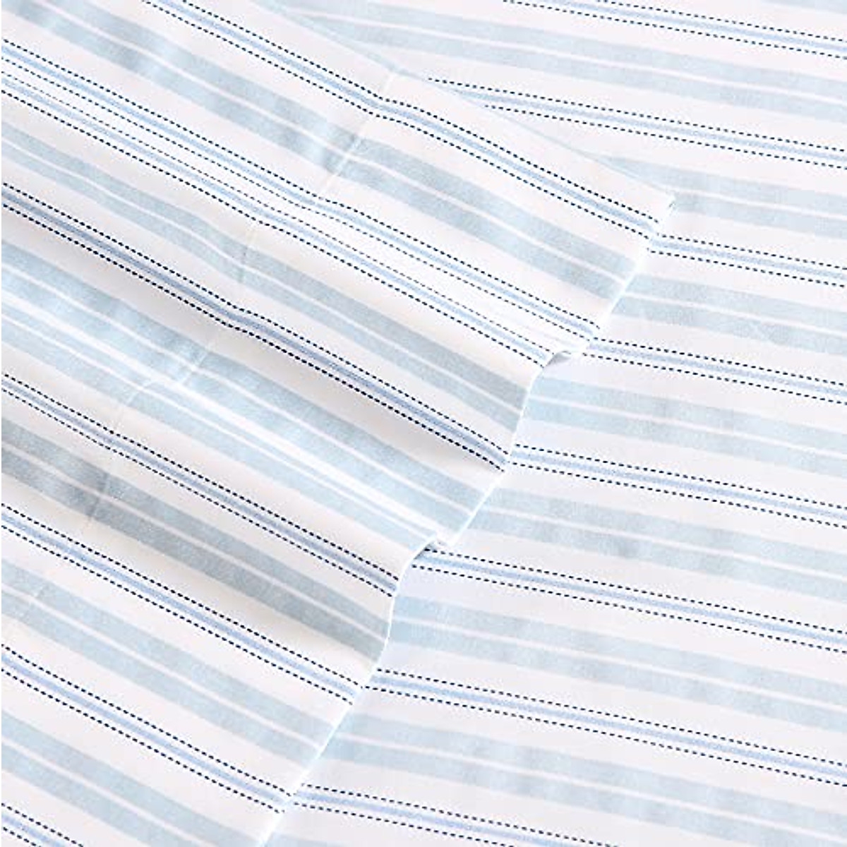 Laura Ashley - Queen Sheets, Soft Sateen Cotton Bedding Set - Sleek, Smooth, & Breathable Home Decor (Fern Blue, Queen)
