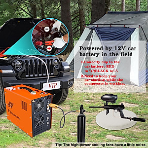 Spritech VE3 PCP Air Compressor,Auto-Stop 4500Psi/30Mpa Oil/Water-Free Air Gun and Paintball Tank Pump with Water/Oil Separator,Built-in Power Adapter(110V AC or 12V Car Battery)