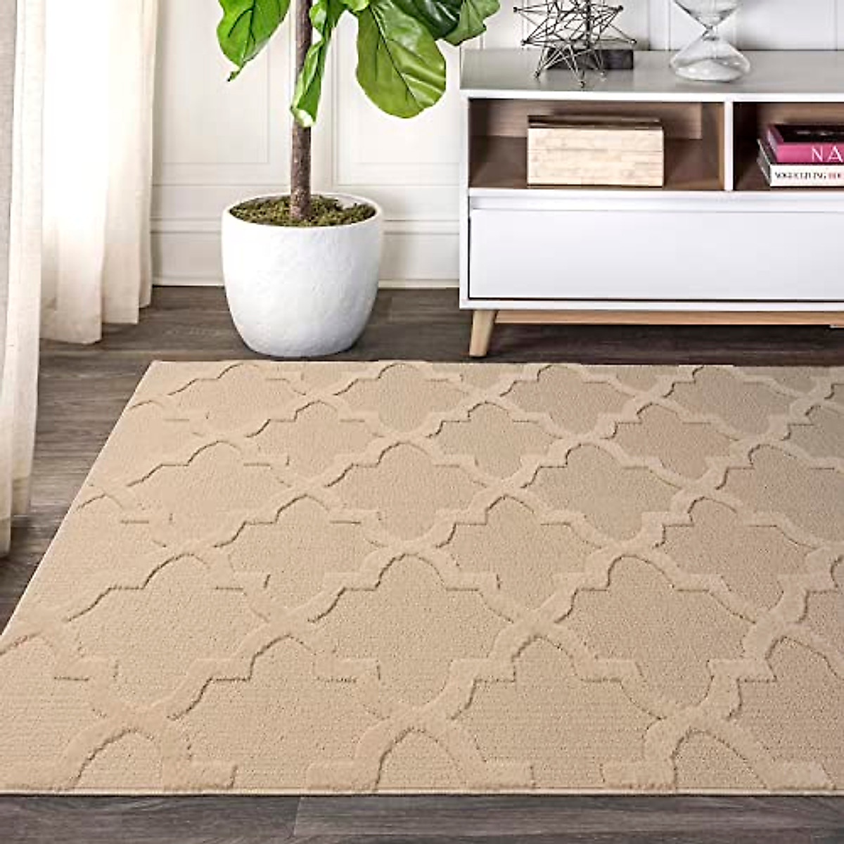 Garland Rug Quatro 6 ft. x 9 ft. Area Rug Tan