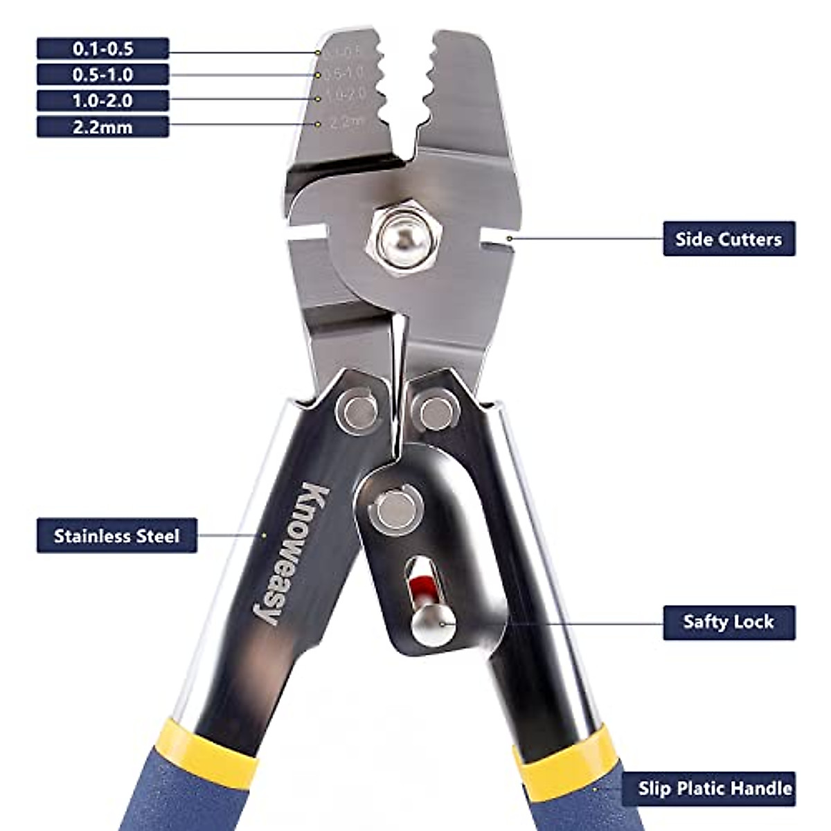 Knoweasy Wire Rope Crimping Tool - Swager and Crimper for Fishing Lines and Aluminum Crimping Loop Sleeves up to 2.2mm, Ideal Wire Rope Crimpr for Cable Crimping and Swaging Projects