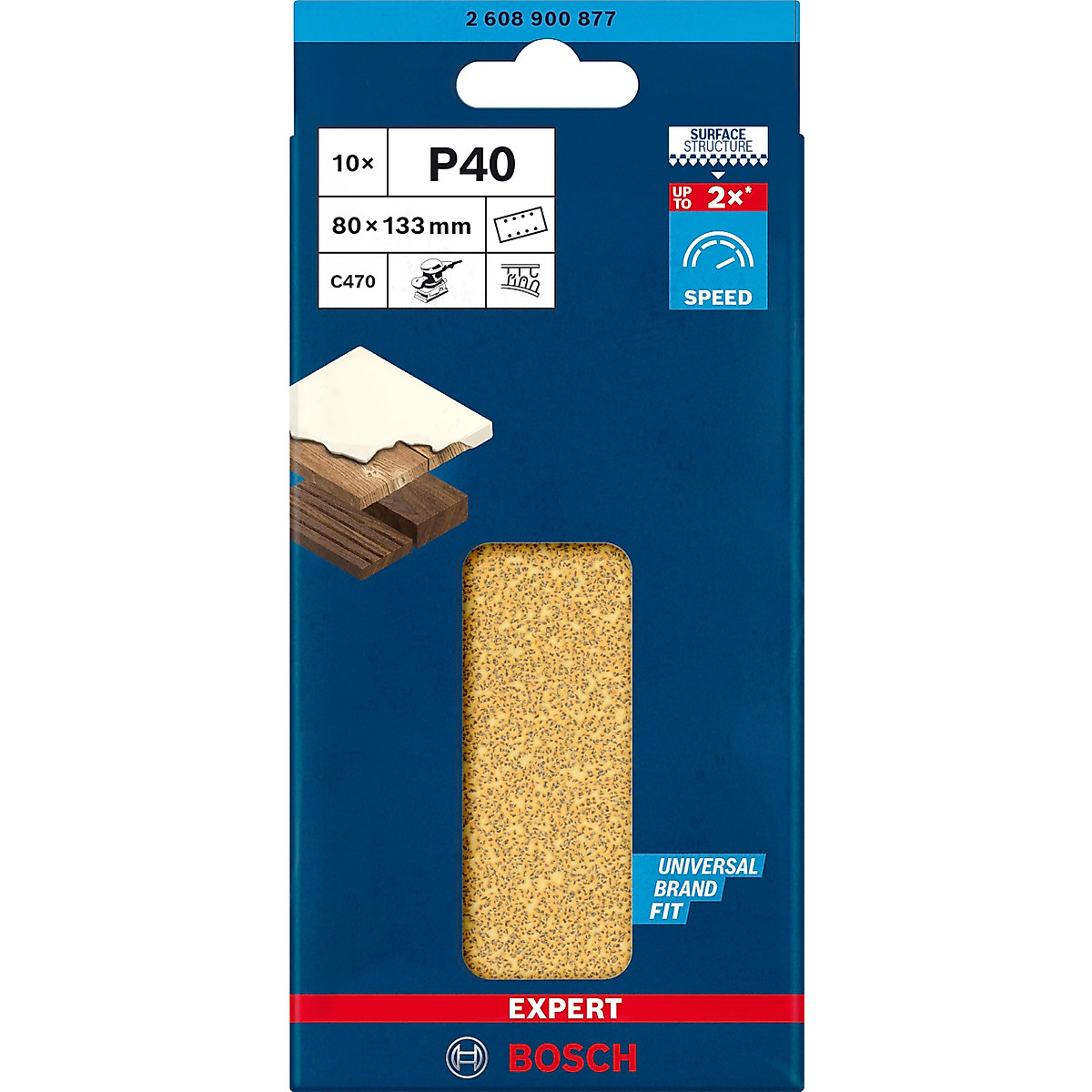Bosch Professional 10x Expert C470 Sandpaper (80x133 mm, Grit 40, Accessories Orbital Sander)