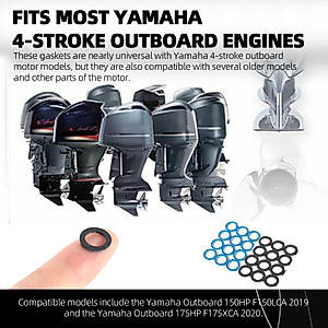 TonGass (20-Pack, Black) Exact Replacement for Yamaha 90430-08020-00 & 90430-08003-00 - Lower Gear Case Oil Drain Gaskets - Japanese Hard Fiberboard Gaskets - Fits for Yamaha 4-Stroke Outboard Motors