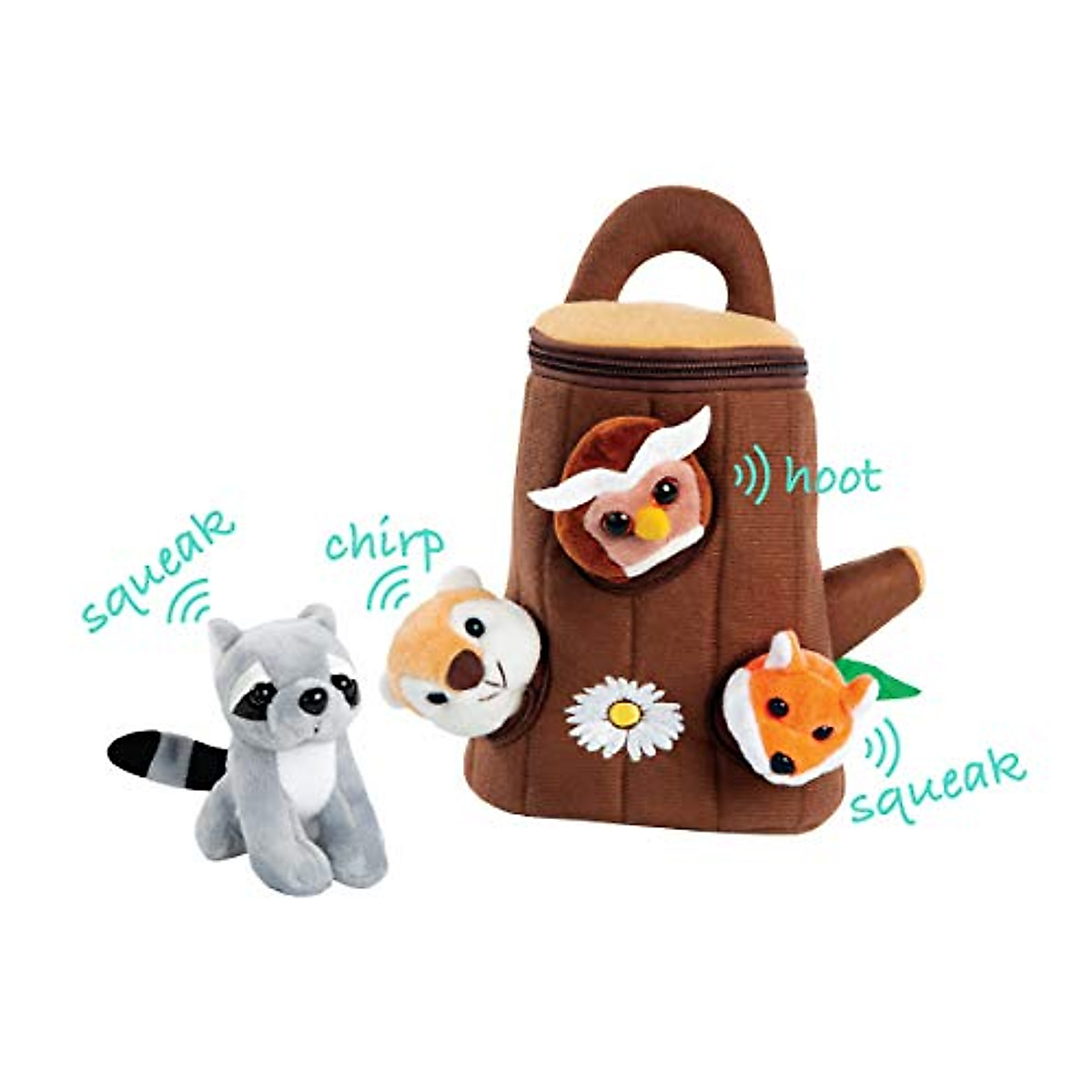 Etna Friends of the Forest Talking Treehouse Playset - 5 Plush Woodland Animals with Carry Case