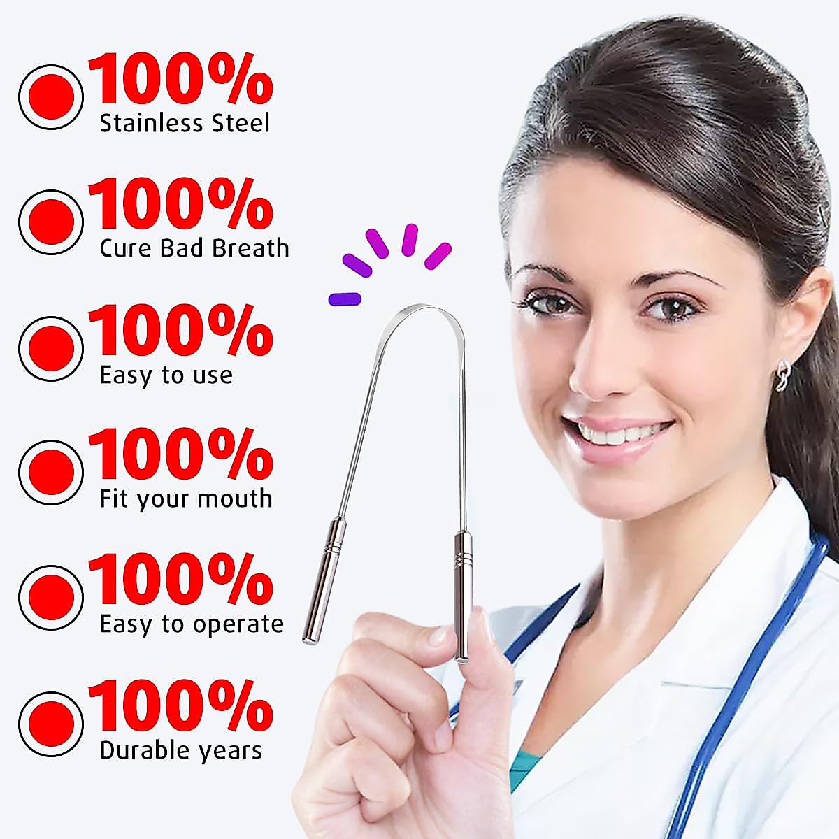 Tongue Scraper, Effective Tongue Cleaner 2 Pack Surgical Stainless Steel Rustproof Tongue Scrapers Reusable Lifetime Dental Scraper with Handy Carrying Store Case - New