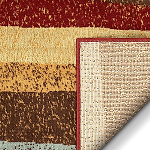 Well Woven Stripes Blue Red 3'3" x 5' Area Rug Carpet