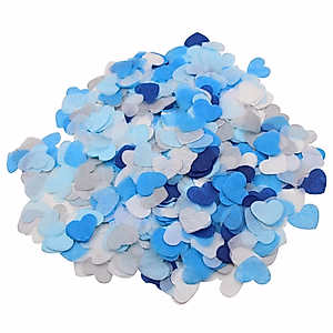 Mybbshower Blue Silver Tissue Paper Heart Confetti Wedding Engagement Bridal Shower Decor Table scatter 1 Inch Pack of 6000