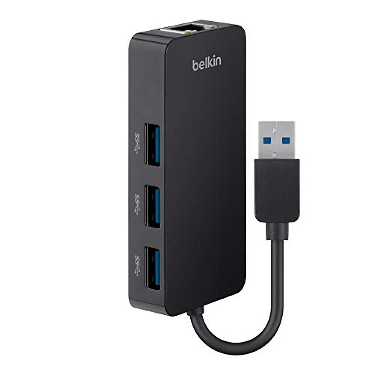 Belkin USB 3.0 Hub w/ 3 USB Ports & Gigabit Ethernet - USB Splitter - USB Hub 3.0 - USB Docking Station - Ethernet Adapter for Laptop - USB Adapter - USB Hub for Laptop - USB Ethernet Adapter - Black