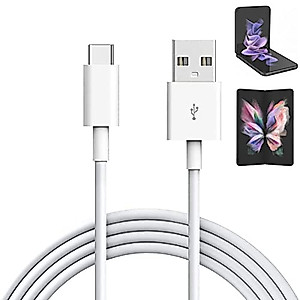 Replacement USB C Charger Cable Cord for Samsung Galaxy Z Flip 4 5G, Flip 3, flip 2, Samsung Galaxy Z Fold 4, Fold 3, Fold 2 Wires for Samsung flip Phone Type-c Fast Charging Cord Power (5ft White)