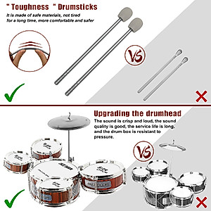 M SANMERSEN Kids Drum Set Jazz Drum Kit 8 Piece for Toddler Educational Percussion Musical Instruments Drum Toy Playset Xmas Gift for Boys Girls - Red