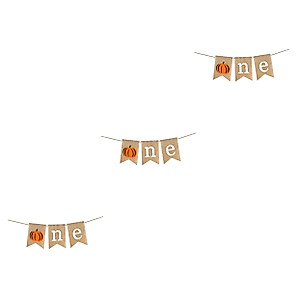ibasenice 3pcs Kids First Birthday Bunting First Birthday Hanging Garland Halloween Theme Banner Burlap Banner Rings Baby Pumpkin