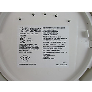 SYSTEM SENSOR 4WTA-B 4WTAB 12/24 VDC, Photoelectric Smoke Detector with Thermal, Sounder, and Base