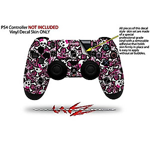 WraptorSkinz Vinyl Decal Skin Compatible with Sony PS4 Controller PlayStation 4 Original Slim and Pro Splatter Girly Skull Pink (Controller NOT Included)
