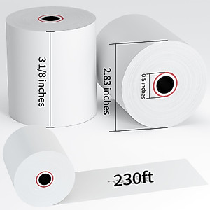 MBLABEL Thermal Receipt Paper Rolls, 3-1/8 x 230ft Thermal Paper, POS Cash Register Paper Rolls (10 Rolls)