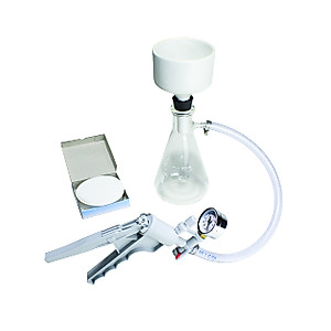 United Scientific® FLTKIT Vacuum Filtering Kit | Includes 500mL Filtering Flask, Vacuum Pump, Buchner Funnel, Filter Paper, Rubber Tubing, Stopper