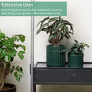 Mozing Ceramic Pots for Plants - Planters for Indoor Flower Set - 2 Packs of Cute Small Plant Pots for Planting with Drainage Hole for Modern House, Office Decor (4.8 + 6 Inch, Green)