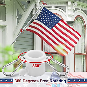 LAKEROD Flag Pole Kit with 3x5 American Flag Outdoor - 5ft Tangle Free Metal Flagpole with Holder Bracket & Embroidered US Flags - Heavy Duty for Outside House Porch Garage Boat Truck Jeep - White