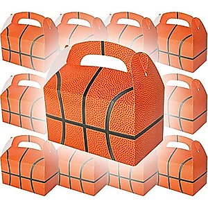 Sports Treat Boxes, Goodies Favor Gift-Box for Kids Birthday Party Favors, Weddings Events, Baby Shower, 6.25" x 3.5" x 3.5" Inch Box (12-Pack, Basket Ball Treat Box)