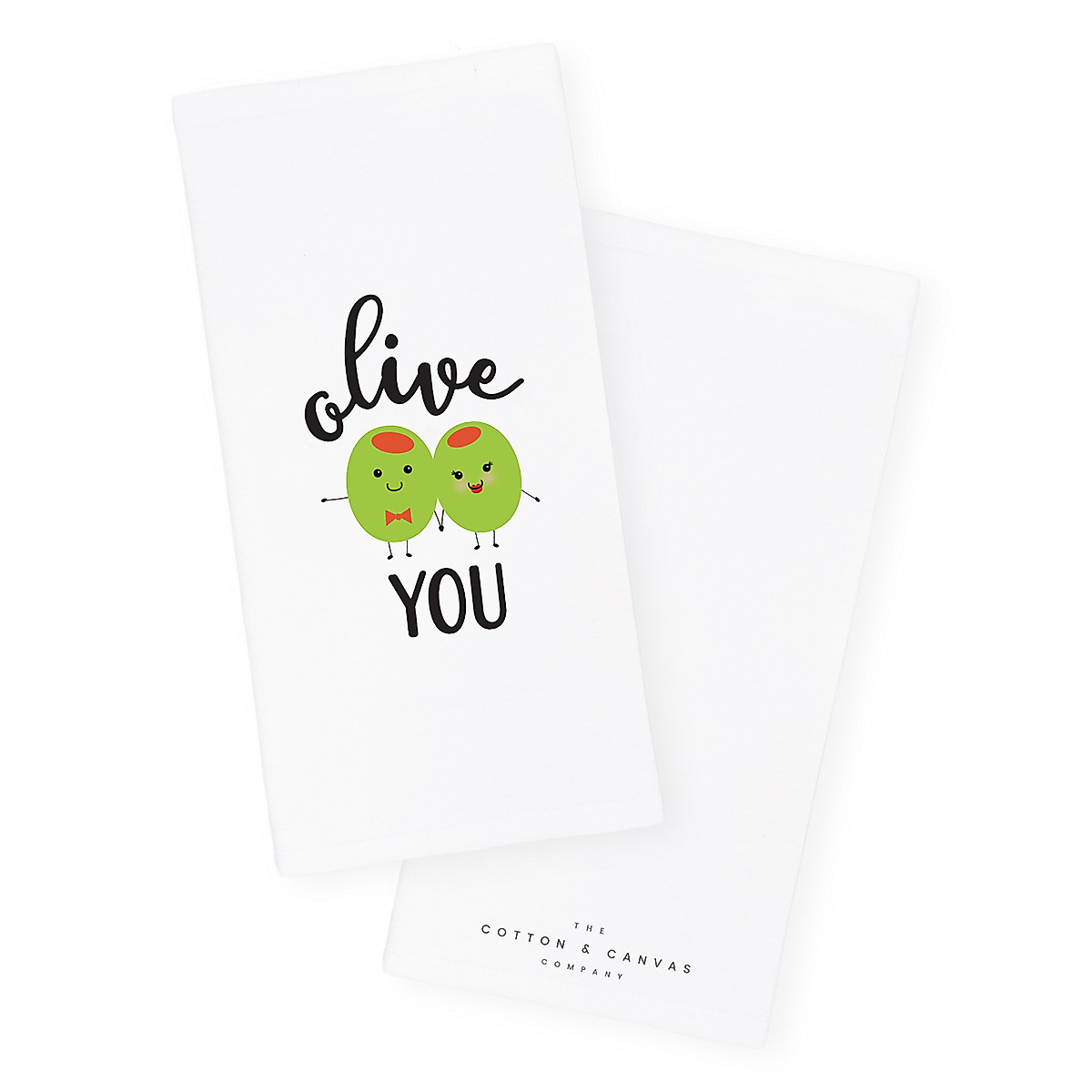 The Cotton & Canvas Co. Olive You Soft and Absorbent Kitchen Tea Towel, Flour Sack Towel and Dish Cloth