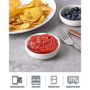 DELLING 8 PACK Dipping Bowls Set, Ceramic Dipping Sauce Dishes, 3.5 Oz Soy Sauce Dish, Side Dish Bowls, Small Bowl/Dish for BBQ, Condiments, Appetizer, Dessert, Sushi, Party - White