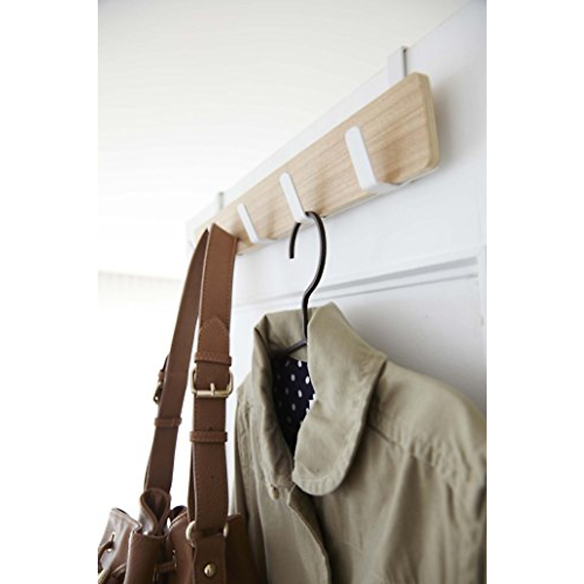 YAMAZAKI Home Ply Over The Door Hooks - Hanging Coat Rack, Beige, small