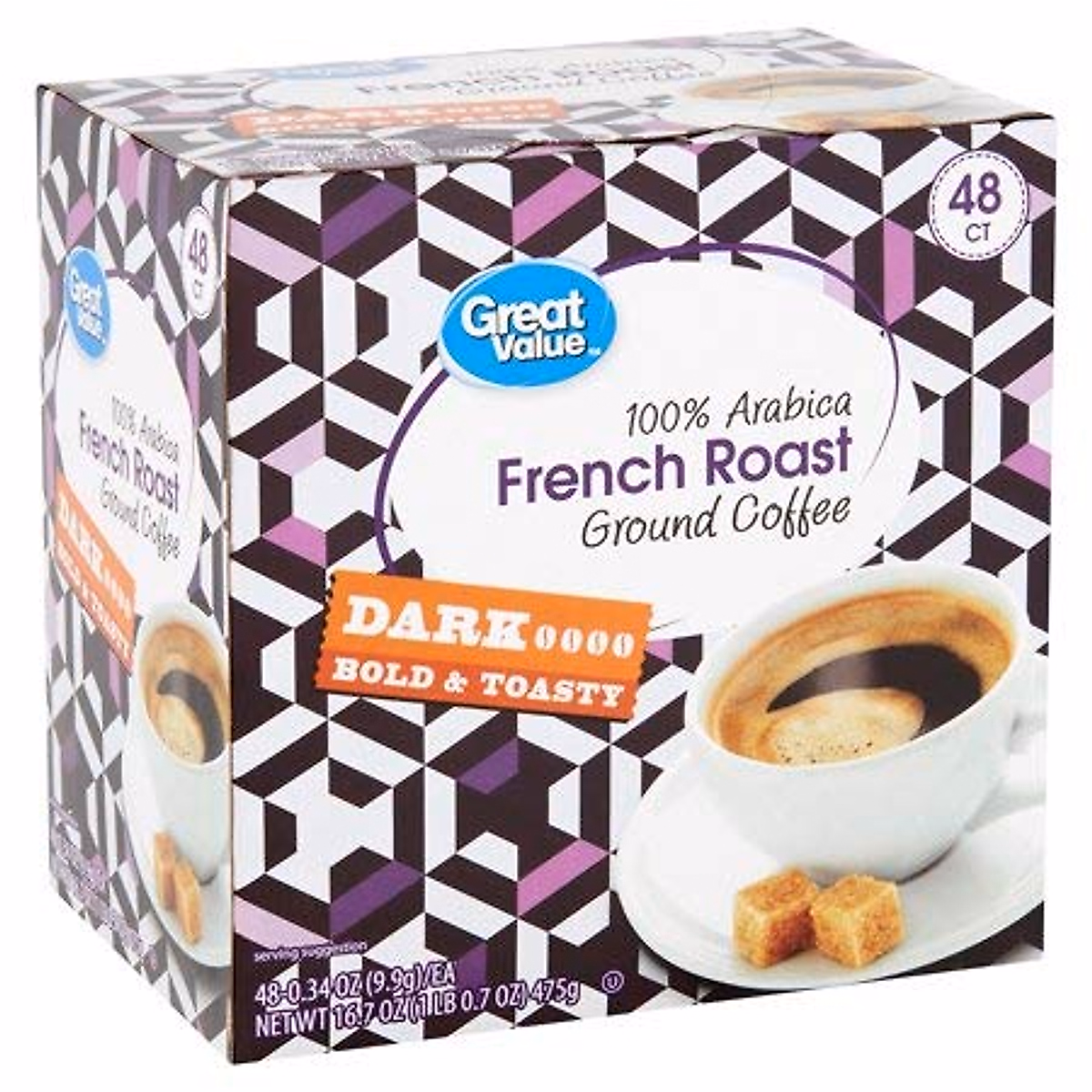 Great Value French Roast Single Serve Coffee Pods, 48 Ct (2 Boxes)