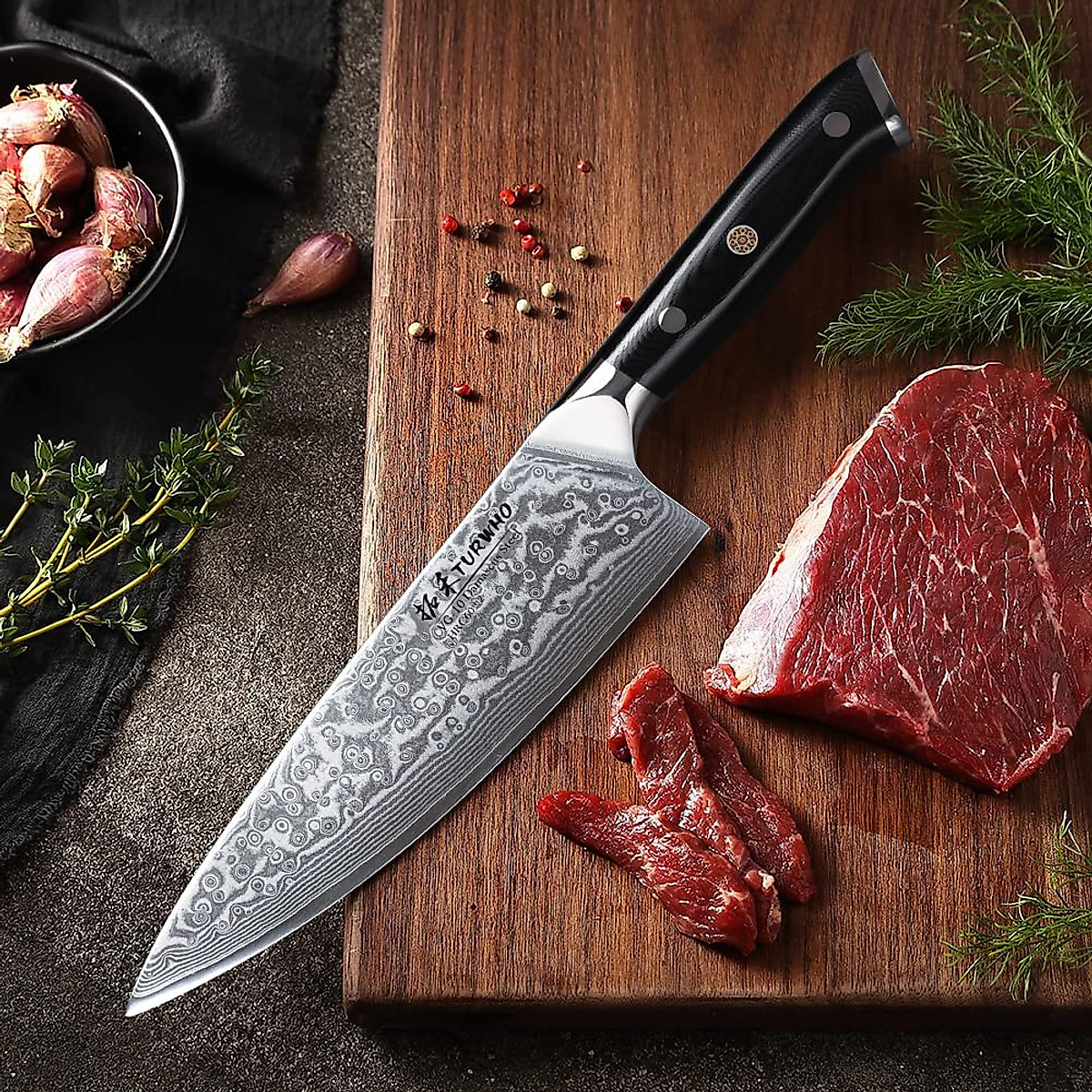 Chef Knife 8 Inch - Classic Damascus Pattern Professional Chef's Knives Japanese VG-10 Steel Kitchen Knives