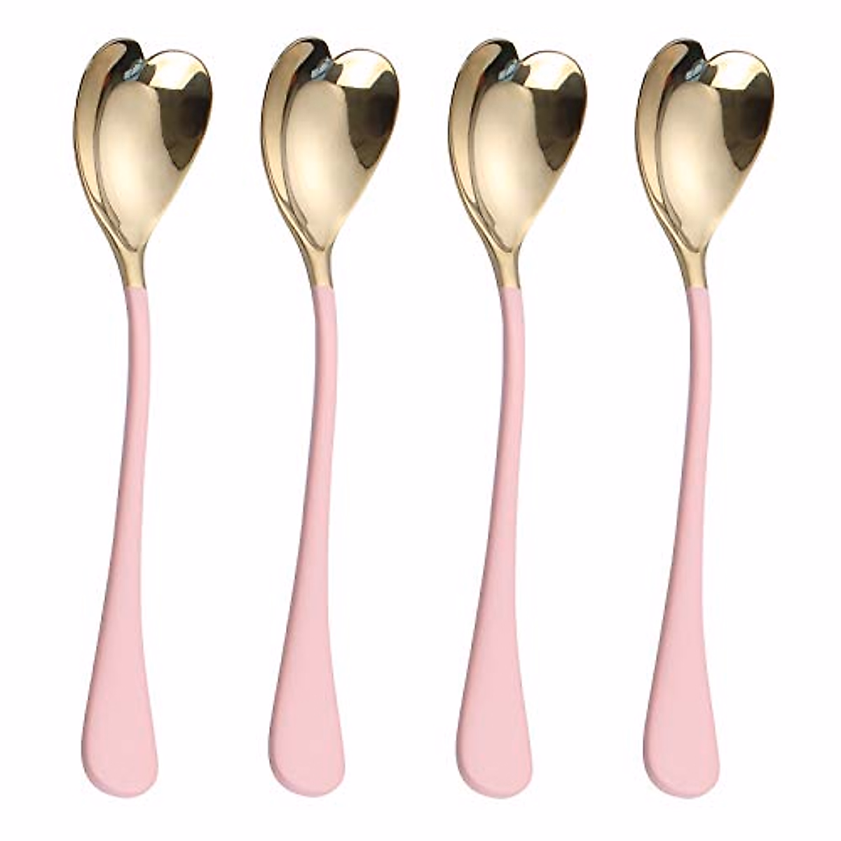 HISSF Dessert Spoons, Heart Shaped Spoons, 18/10 Stainless Steel Spoon Set 4 Pack, 6.7 inches, Ice Cream Spoons, Stirring Spoon