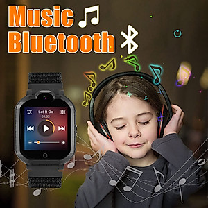 PTHTECHUS 4G Smart Watch for Kids with SIM Card, Kids Phone Smartwatch GPS Tracker, Call, Voice & Video Chat, Alarm, Pedometer, Camera, SOS, Touch Screen WiFi Music Wrist Watch for 4-12 Boys Girls