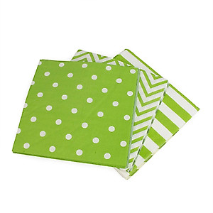 Dulousia Disposable Striped Chevron Polka Dot Green Paper Party Napkins 60 Count