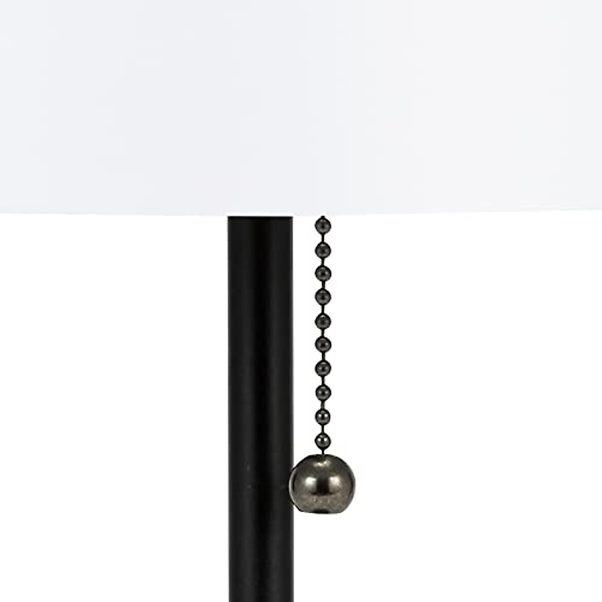 Catalina Lighting 17842-031 Modern Stick Accent Table Lamp with Pull Chain and White Fabric Shade, 19", Classic Black
